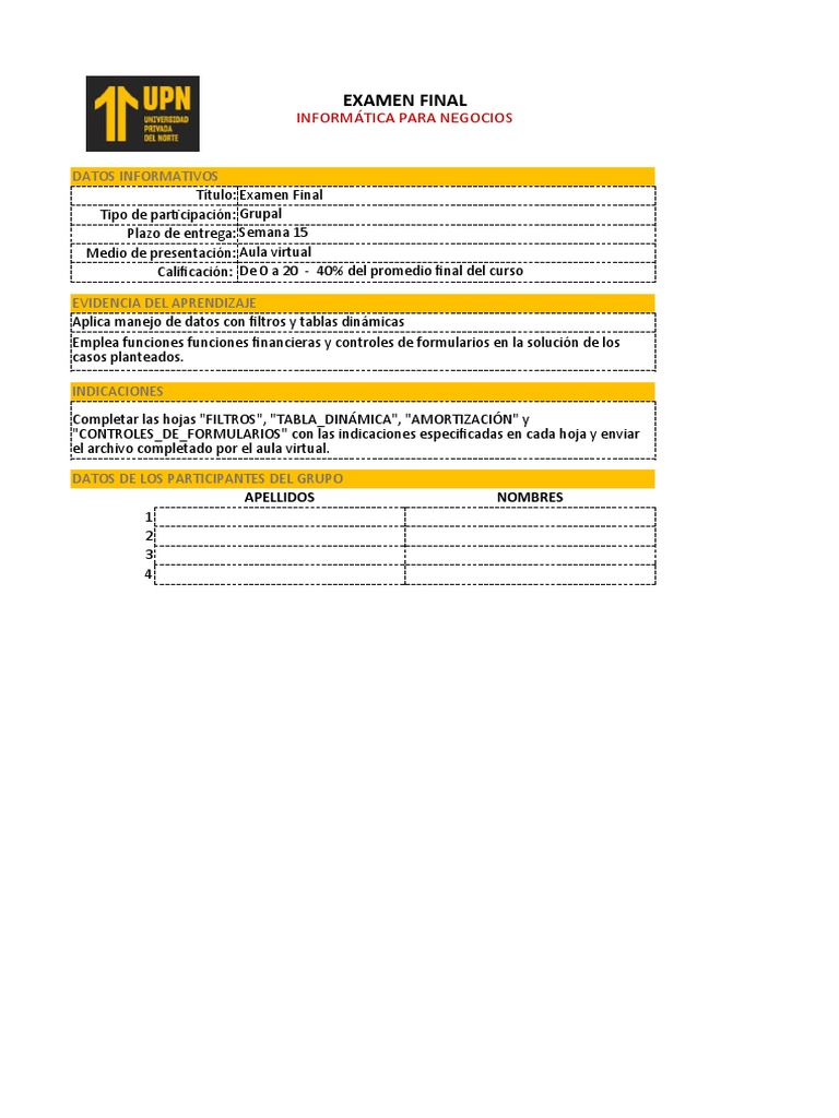Examen Final (Grupal) | PDF