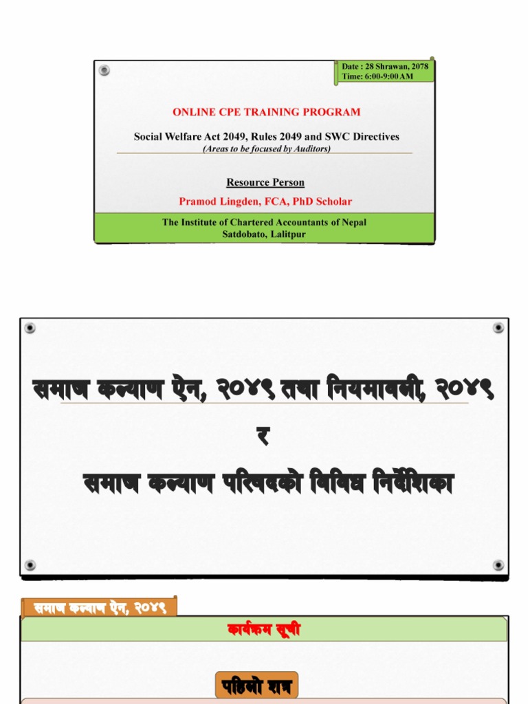 SWC Directive in Nepali - Presentation | PDF