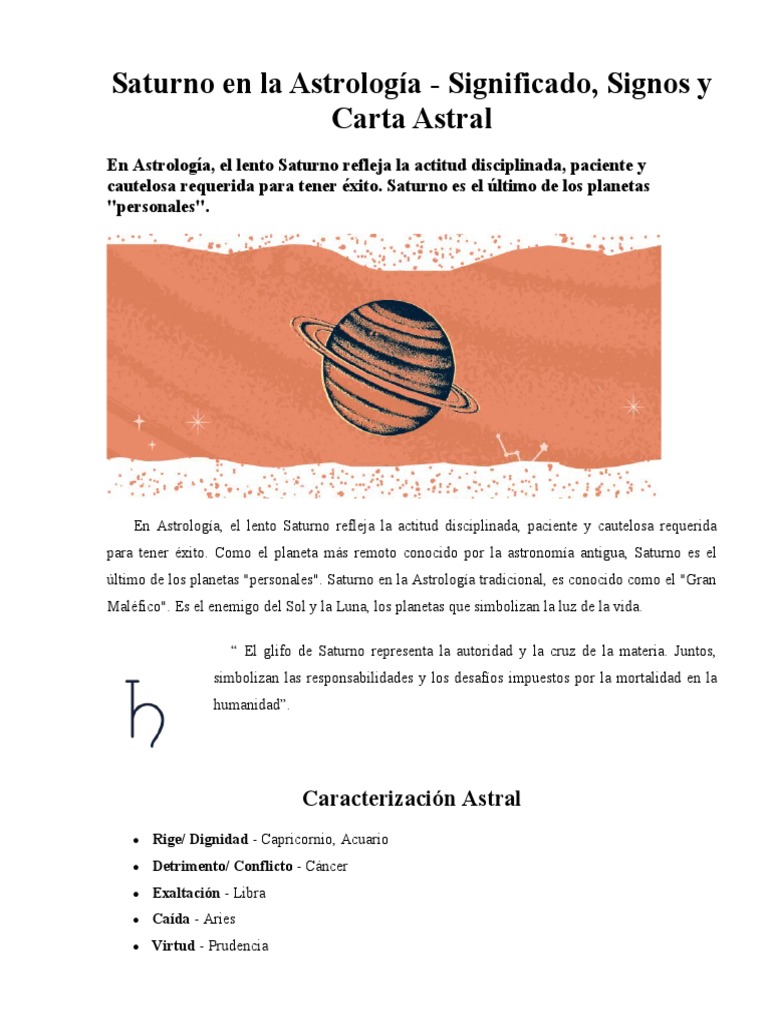 Significado de Saturno en Astrología | PDF | Las emociones | Saturno