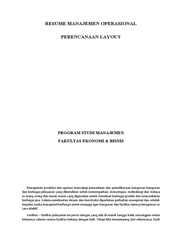 Resume Manajemen Operasional Layout | PDF