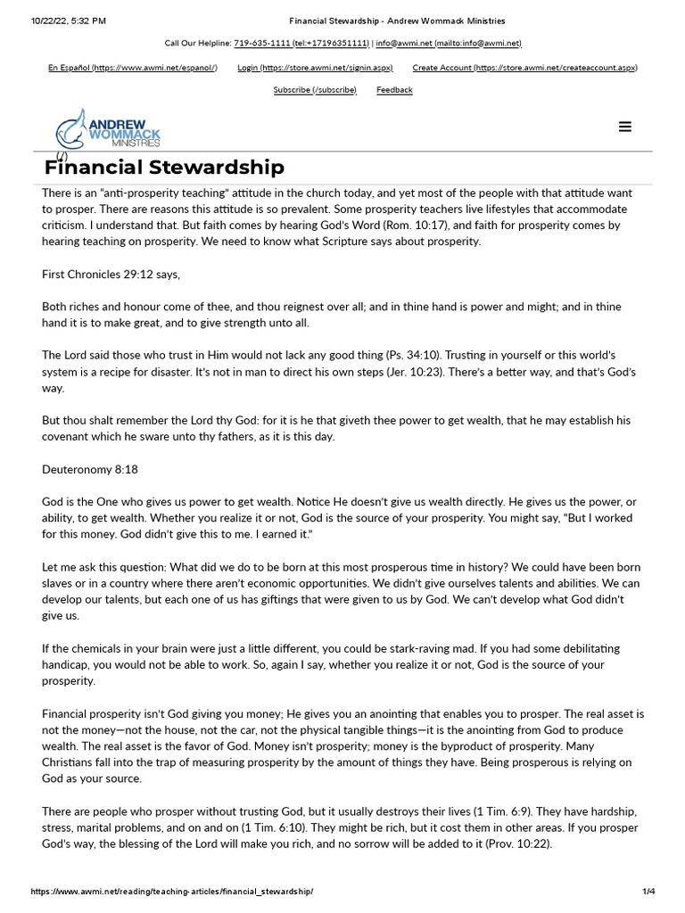 Financial Stewardship | PDF | God | Faith