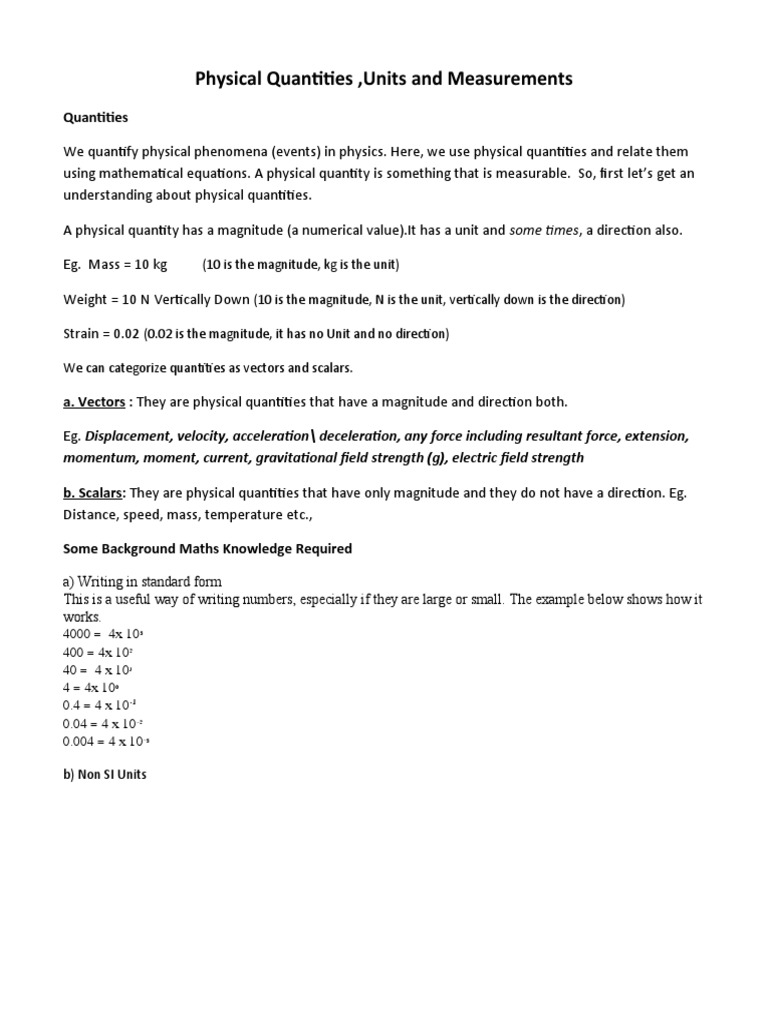 Physical Quantities and UnitsCmb | PDF | Density | Weighing Scale