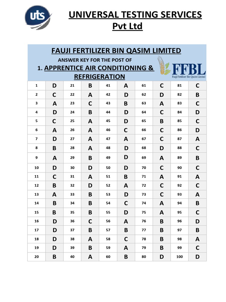 FFBL FML FPCL Answer Key | PDF | Physical Sciences | Chemistry