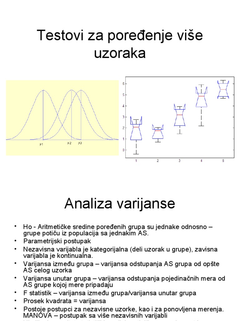 4 Multivarijantna - Testovi Za Poredjenje Vise Uzoraka | PDF