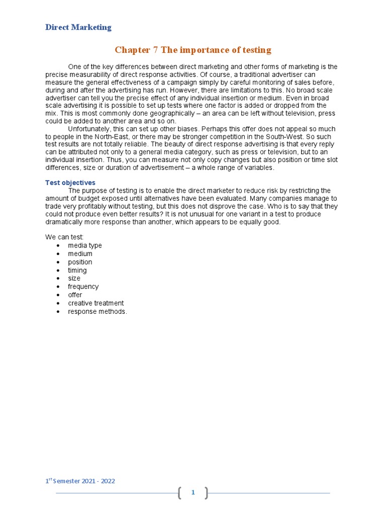 Chapter 7 The Importance of Testing | PDF | Sampling (Statistics ...