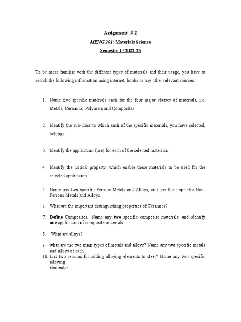Assignment 2 | PDF | Science & Mathematics | Technology & Engineering Assignment 2 | PDF | Science & Mathematics | Technology & Engineering