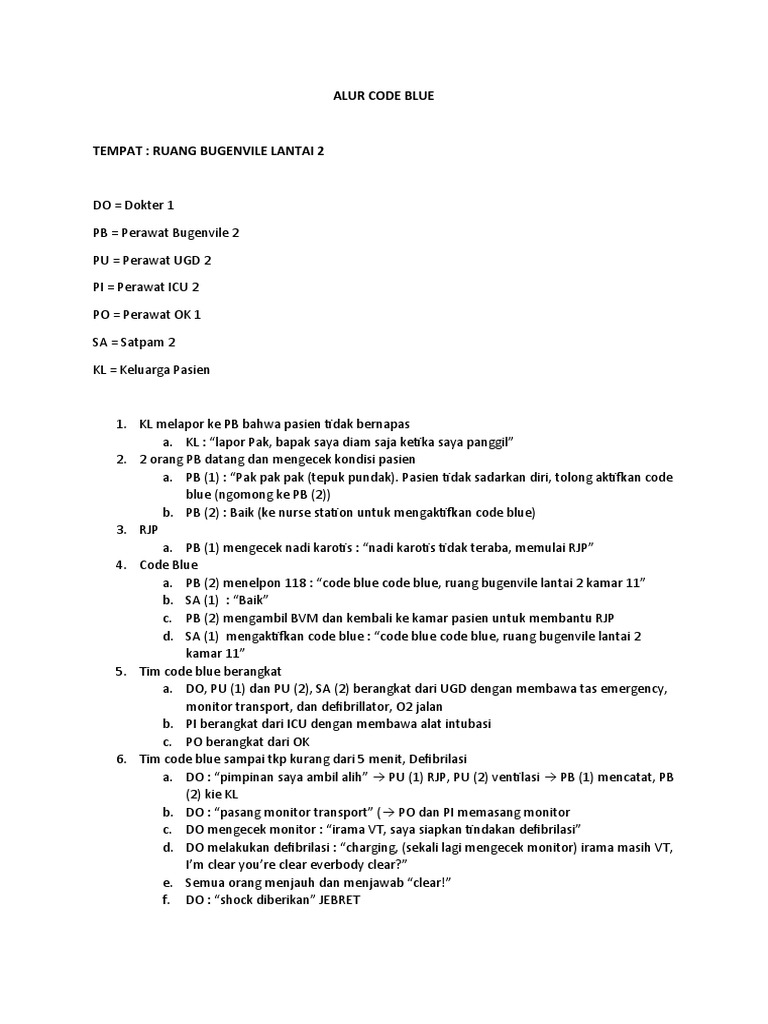Alur Code Blue Akreditasi 2022 (Baru) | PDF
