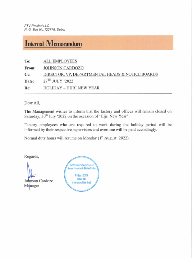 Holiday Memo Dubai | PDF