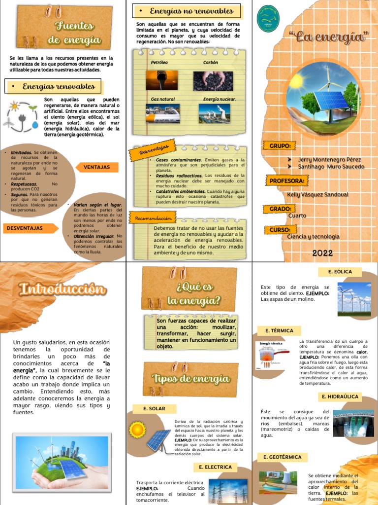 Triptico Energía | Descargar gratis PDF | Energía renovable | Energía solar