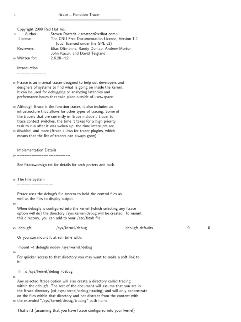 Documentation Trace Ftrace | PDF | Kernel (Operating System) | Computer File