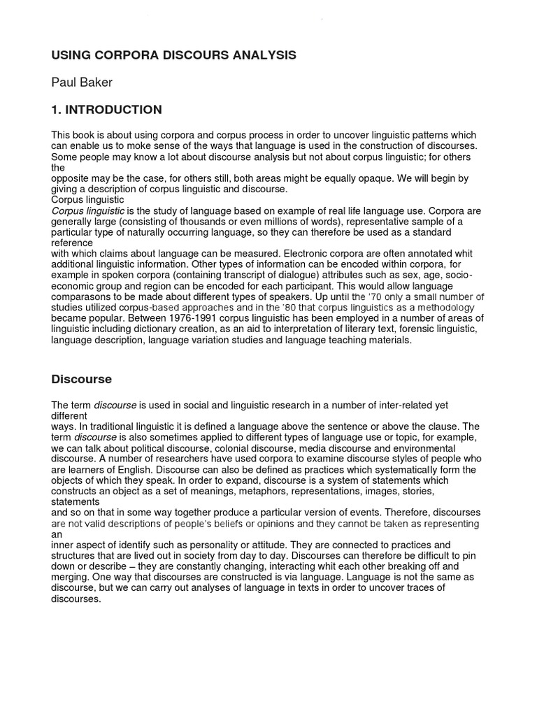 Riassunto Using Corpora in Discourse Analysis Di Paul Baker | PDF ... Riassunto Using Corpora in Discourse Analysis Di Paul Baker | PDF ...