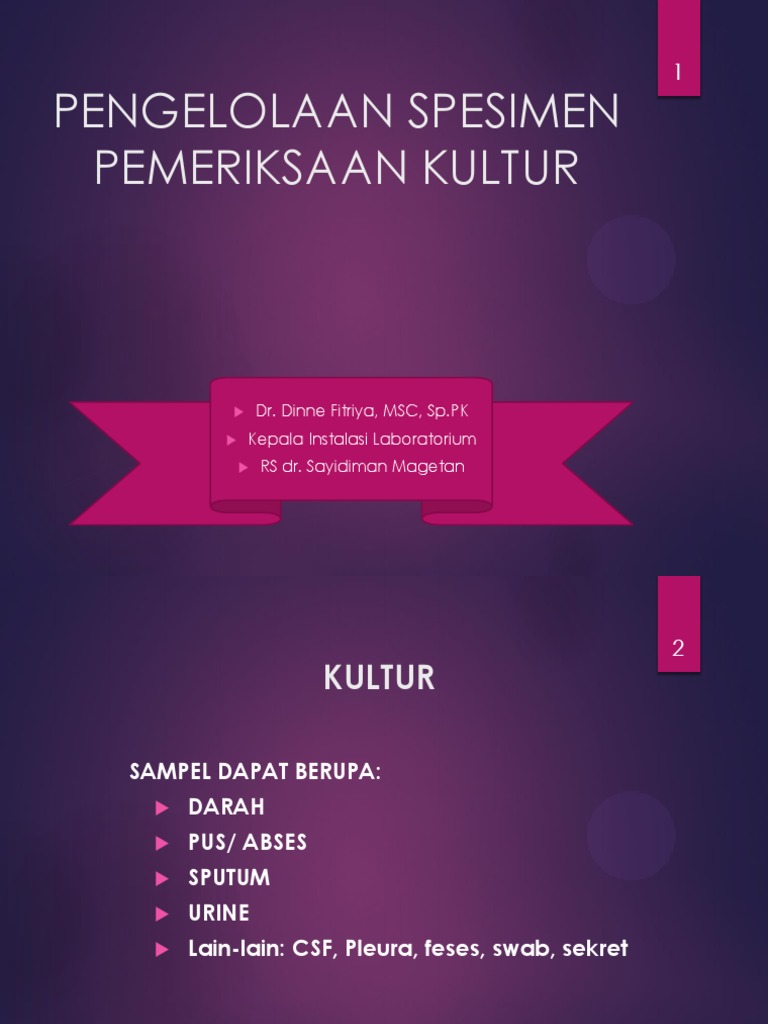 Panduan Pengelolaan Spesimen Kultur | PDF