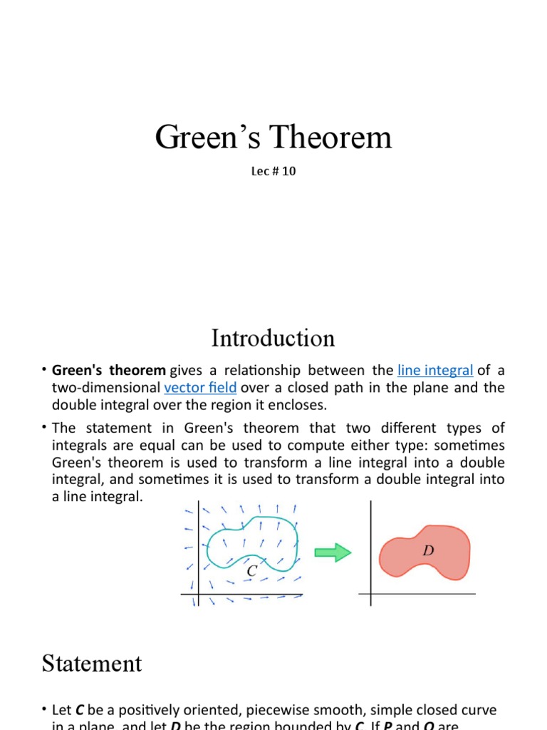 Lec # 10, Green's Theorem | PDF | Teaching Methods & Materials