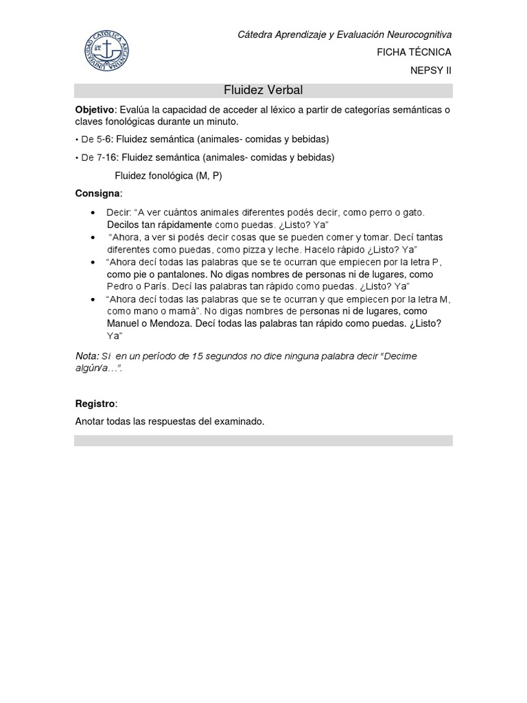 Ficha Tecnica NEPSY II | PDF | Cognición | Ciencia cognitiva