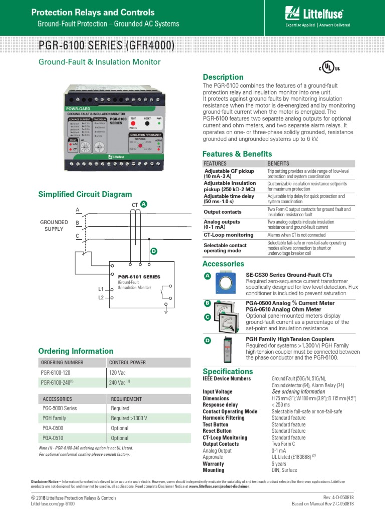 Littelfuse ProtectionRelays PGR 6100 Datasheet | PDF | Relay | Physical ...