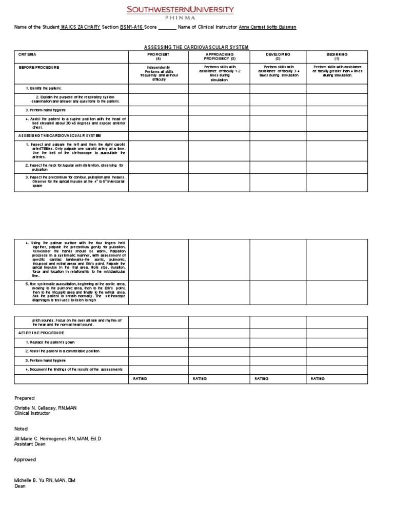 Assessing The Cardiovascular System | PDF | Pulse | Heart