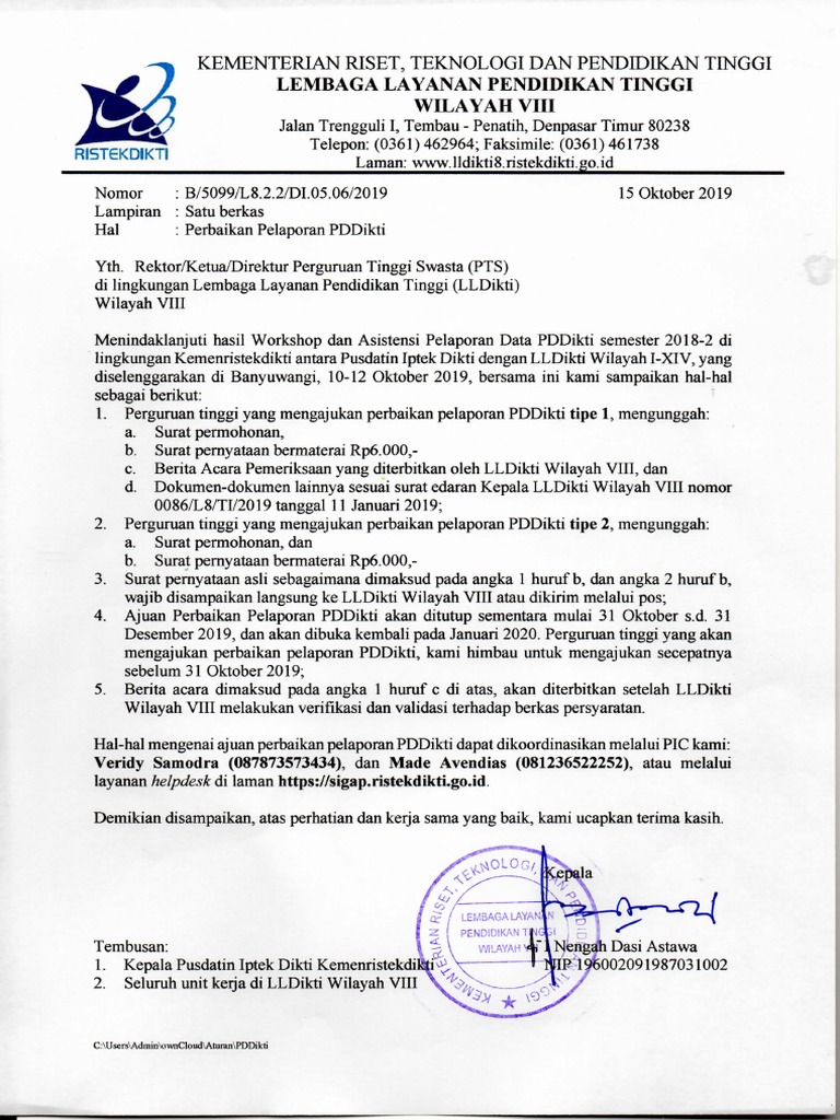 Perbaikan Pelaporan PDDIKTI | PDF