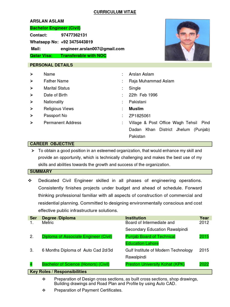 Arslan CV Old 1 | PDF | Pakistan