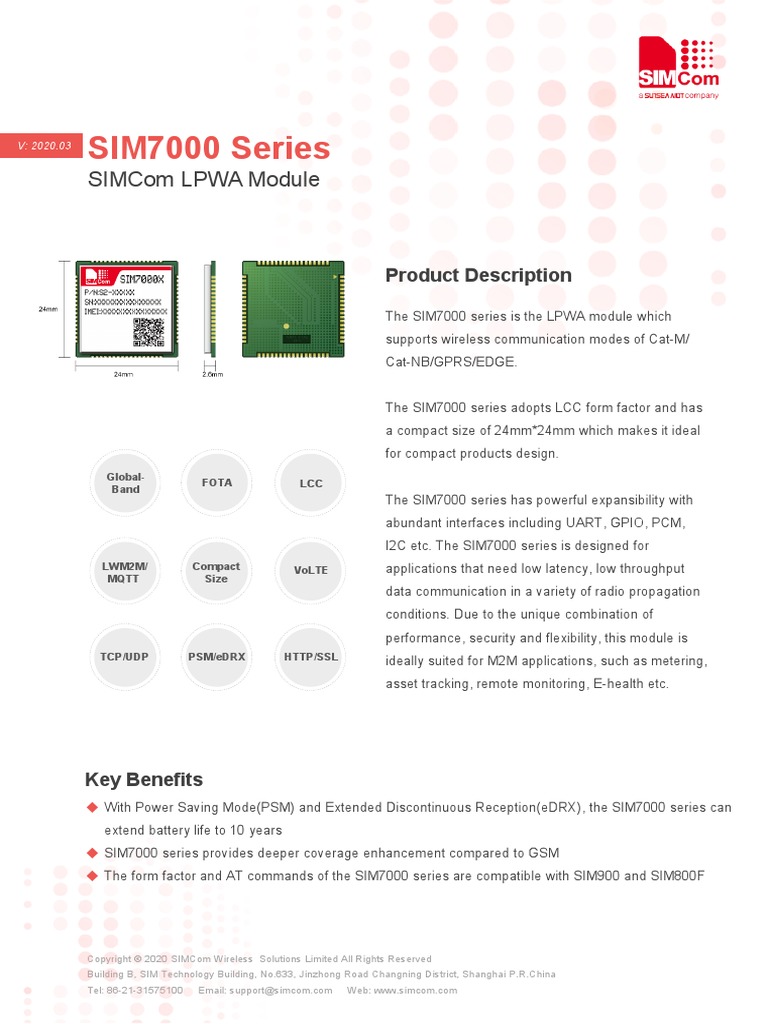 Sim7000 Series Spec 20200528 | PDF | File Transfer Protocol | Hypertext Transfer Protocol