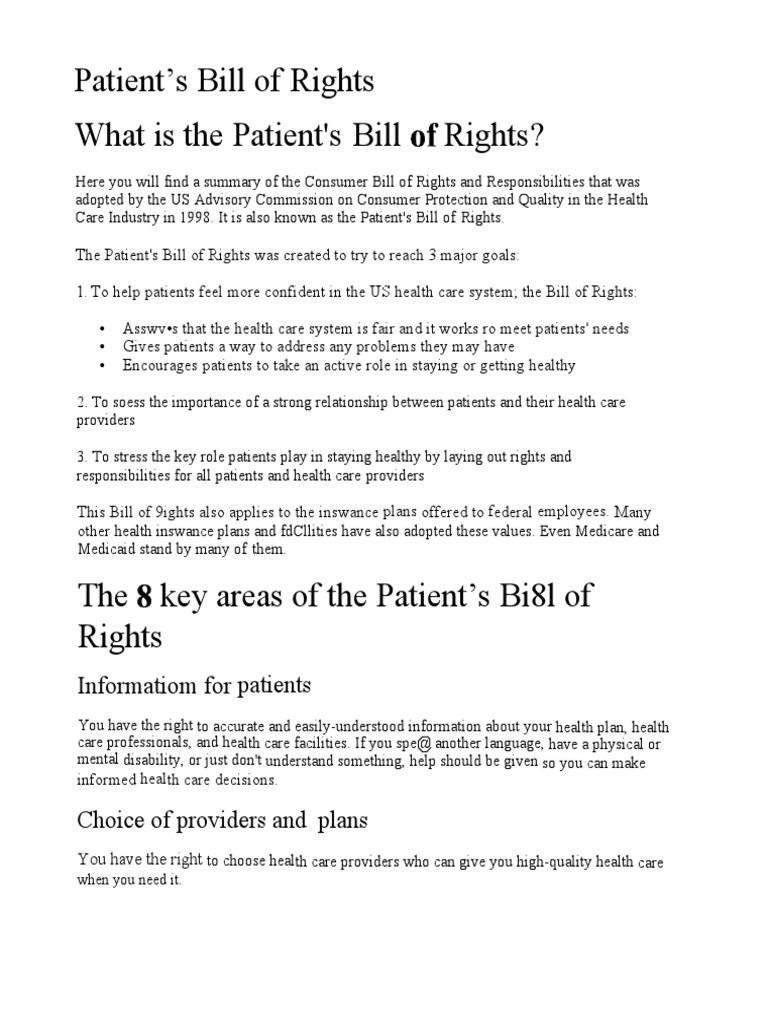 Understanding Patient Rights: A Summary of the Patient's Bill of Rights ...