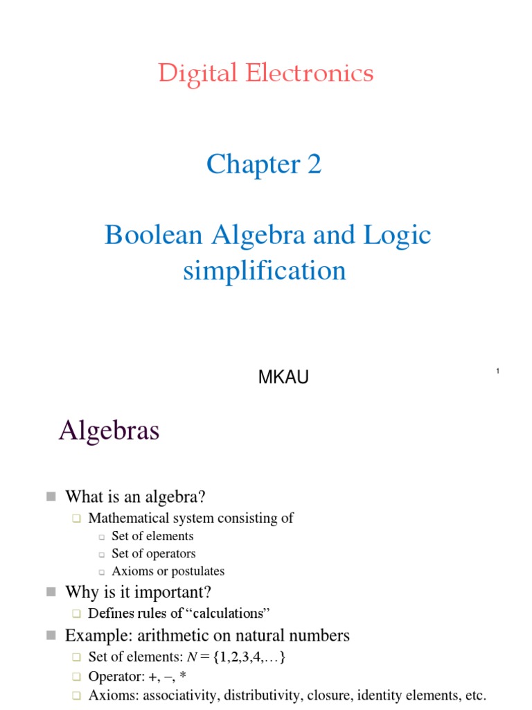 Chapter - 2 Boolean Algebra and Logic Simplification | PDF | Boolean Algebra | Teaching Mathematics
