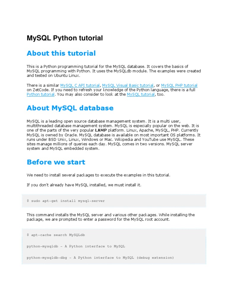 Mysql Python Tutorial Pdf My Sql Database Transaction