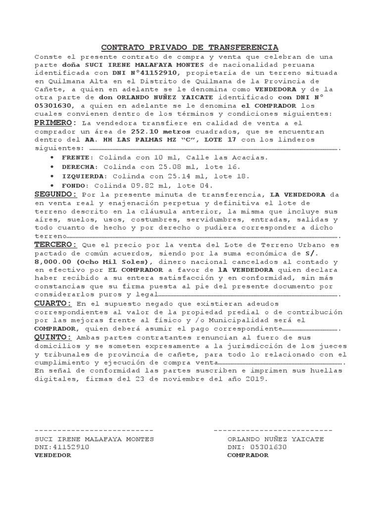 Contrato Format 1 Hoja Orlando Nuñez | PDF