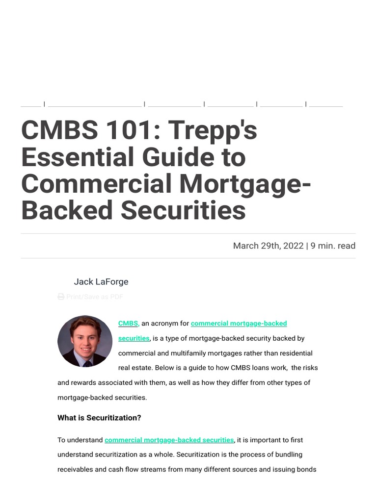 REFI - CMBS 101 - Trepp's Essential Guide To Commercial Mortgage-Backed Securities | PDF ...