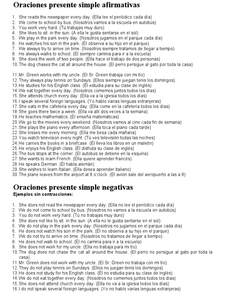 Oraciones en Ingles | PDF