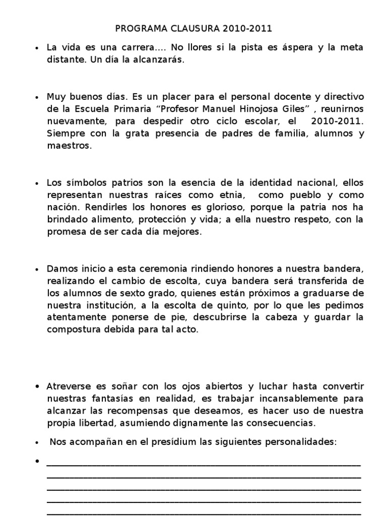 PROGRAMA CLAUSURA 2010-2011 | Maestros | Educación superior