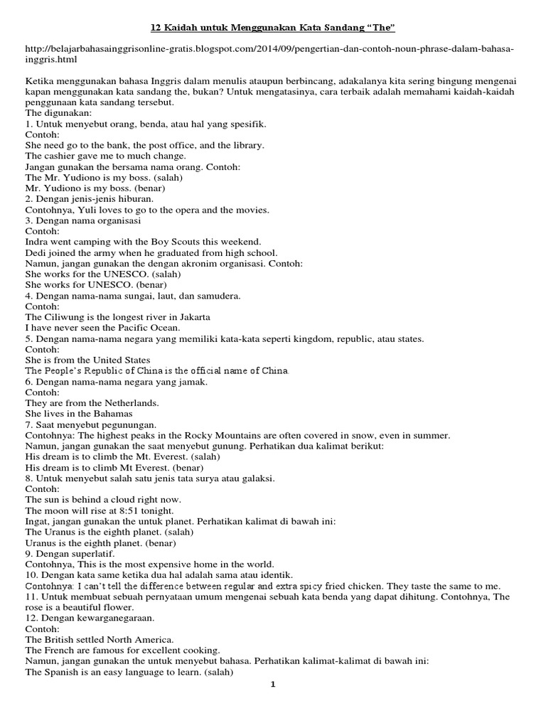 Grammar Dan Kata Sandang | PDF