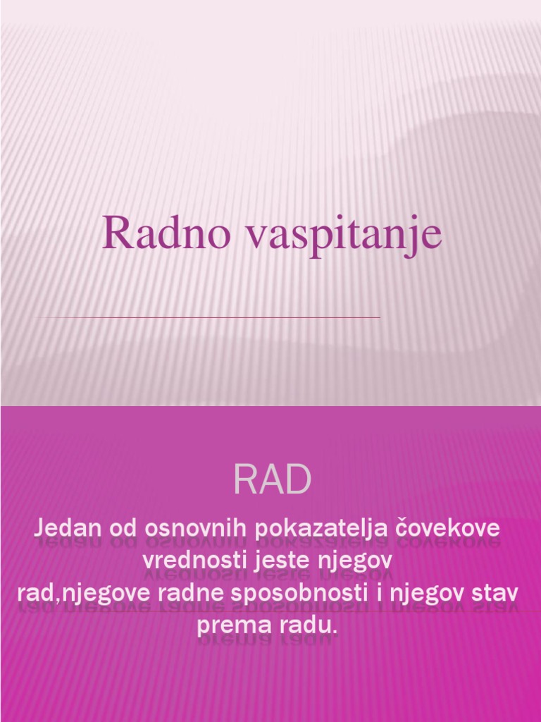 Radno Vaspitanje | PDF