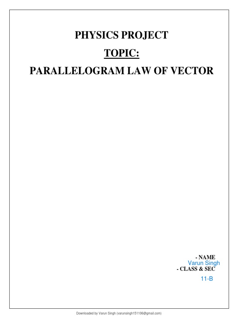Physics Project: Vector Addition | PDF | Force | Euclidean Vector