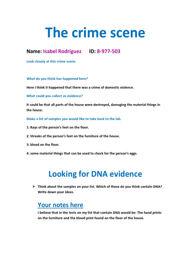 Crime Scene Analysis and DNA Evidence | PDF | Social Science | Law