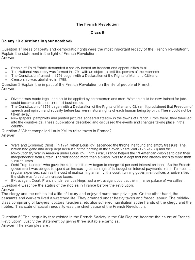 HomeWork 132949352521835534 | PDF | French Revolution | Slavery