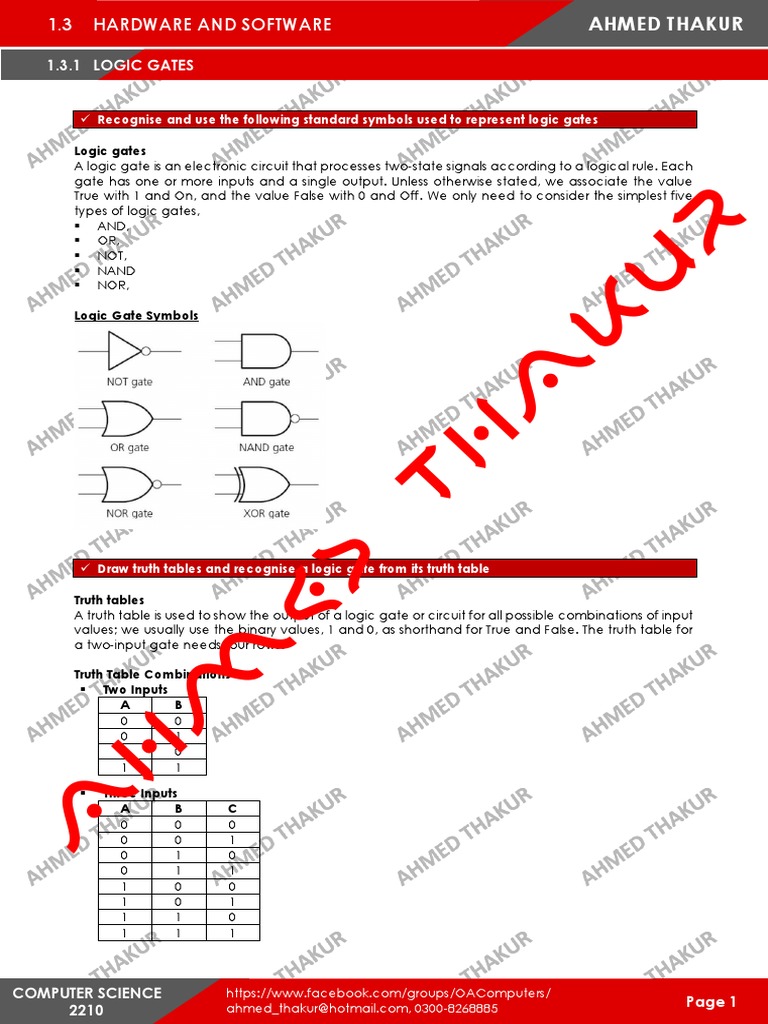1.3.1 Logic Gates | PDF | Logic Gate | Mathematical Logic