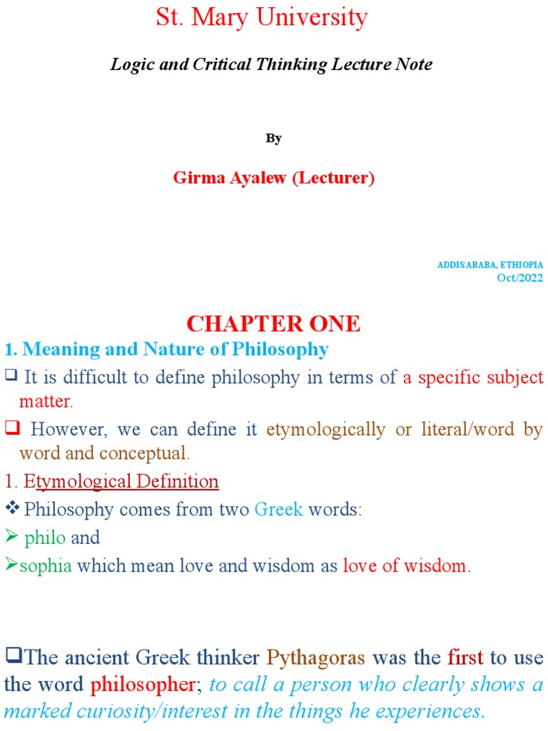 Chapter One Logic Short Note | PDF | Rationalism | Epistemology
