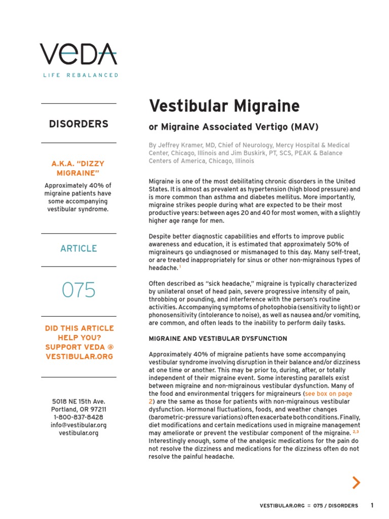 Vestibular Migraine Info | PDF | Migraine | Vertigo