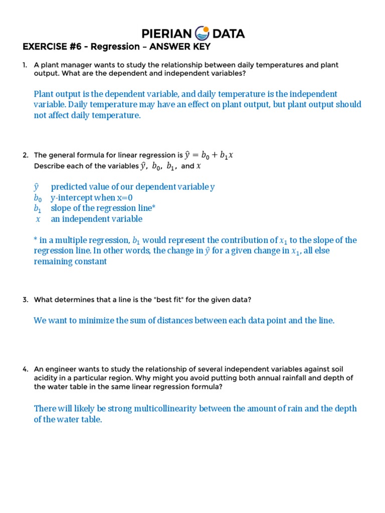 Exercise06 Regression ANSWERS | PDF | Linear Regression | Regression ...