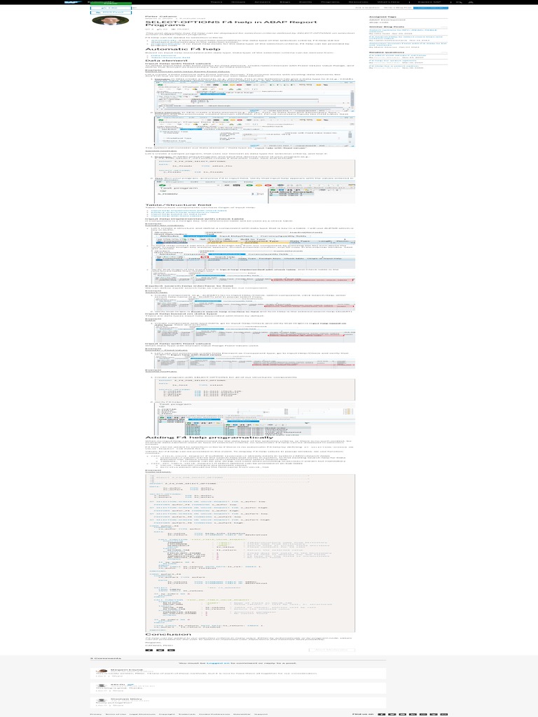 SELECT-OPTIONS F4 Help in ABAP Report Programs - SAP Blogs | PDF | Data ...