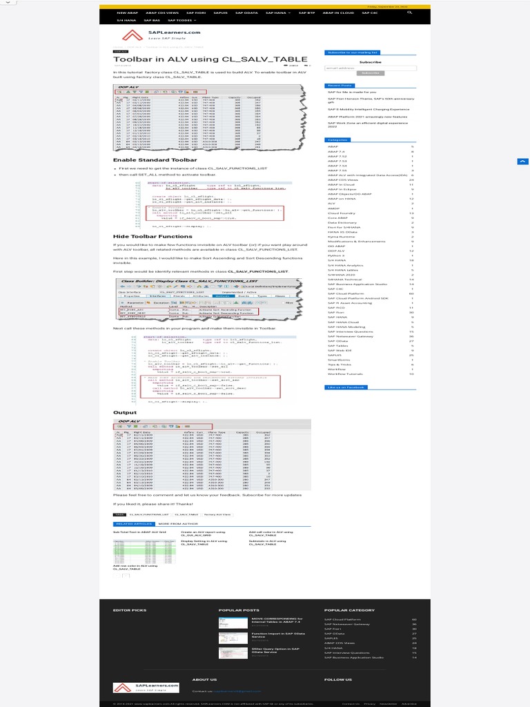 Toolbar in ALV Using CL - SALV - TABLE | PDF | Information Technology | Software