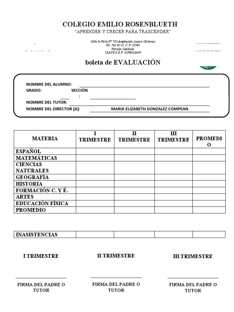 FORMATO DE BOLETA 4°, 5° y 6° | PDF