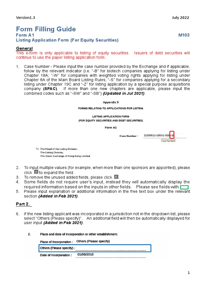 Form Filling Guide M103 | PDF | Option (Finance) | Securities (Finance)