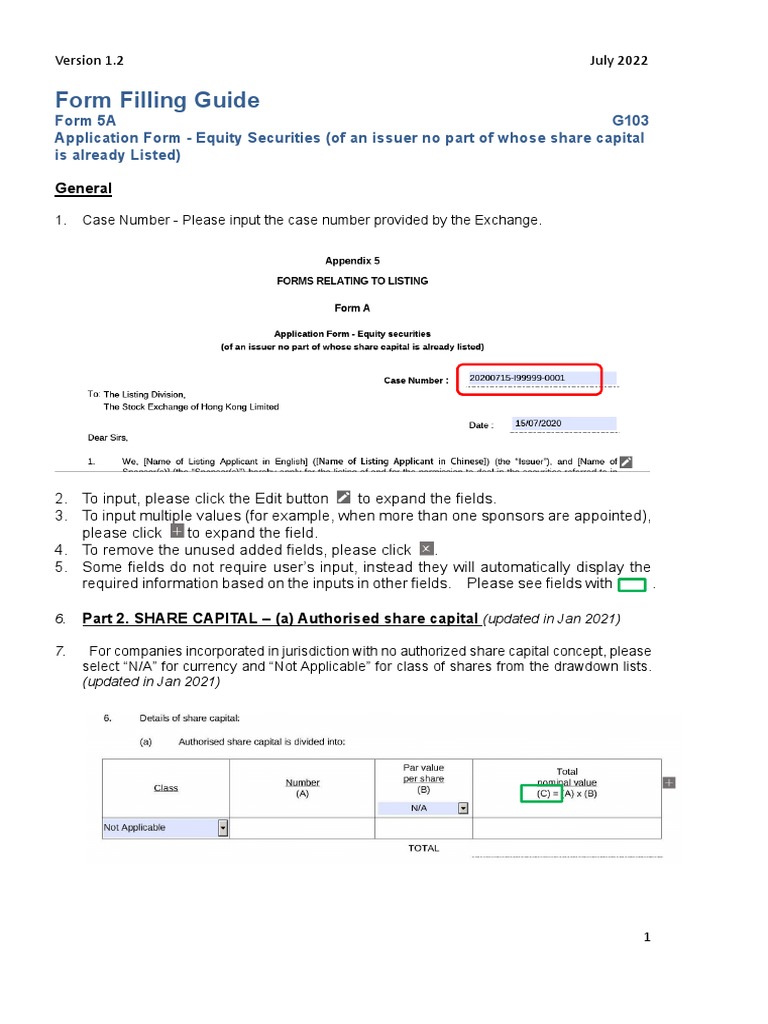 Form_Filling_Guide_G103 | PDF | Securities (Finance) | Option (Finance)