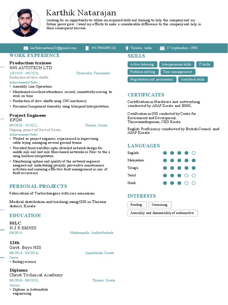 Simple CV For Fresher | PDF