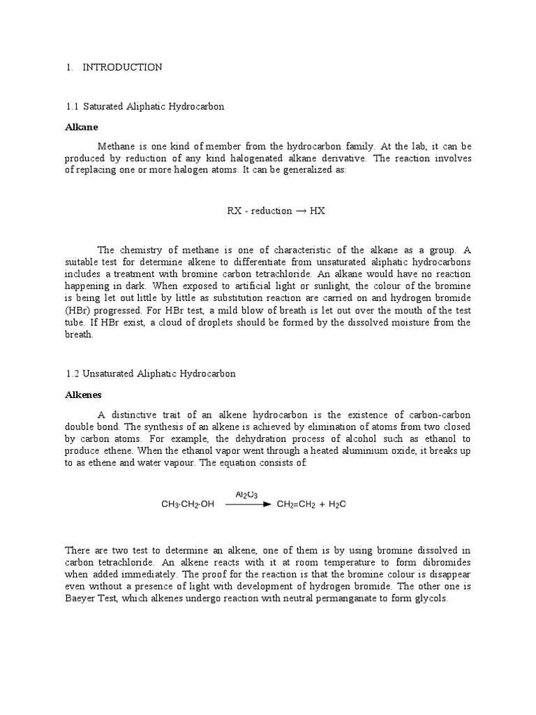Lab Report Complete | PDF | Alkene | Hydrocarbons