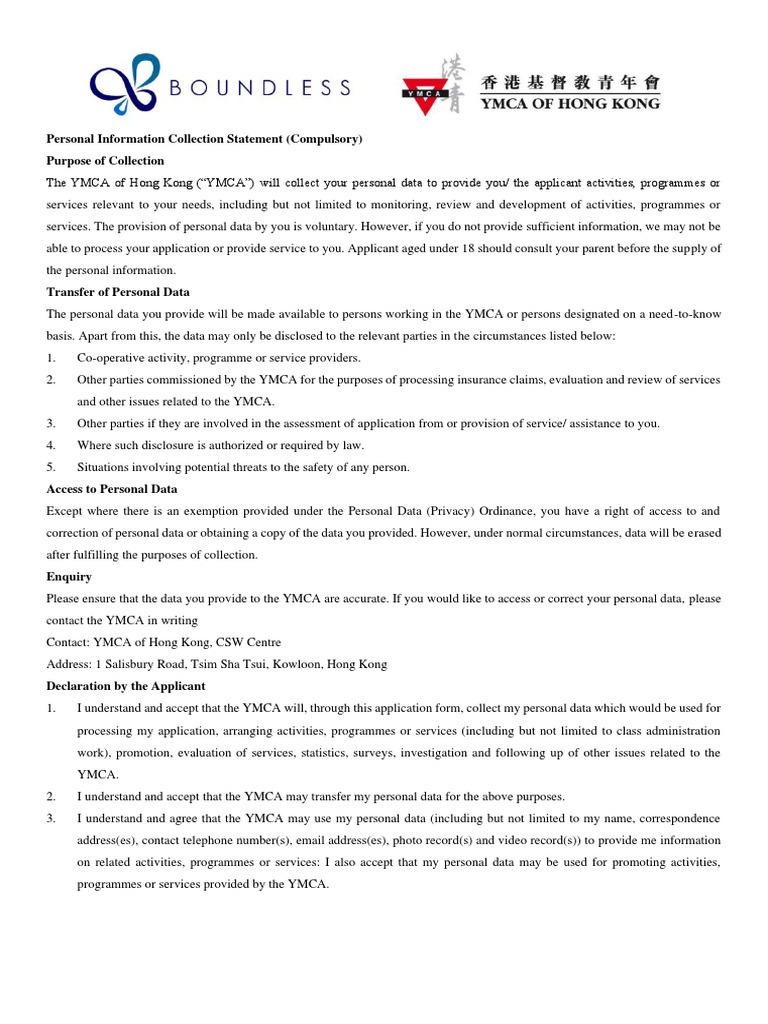 Boundless 2022 2023personal Information Collection Statement 1 2 | PDF ...