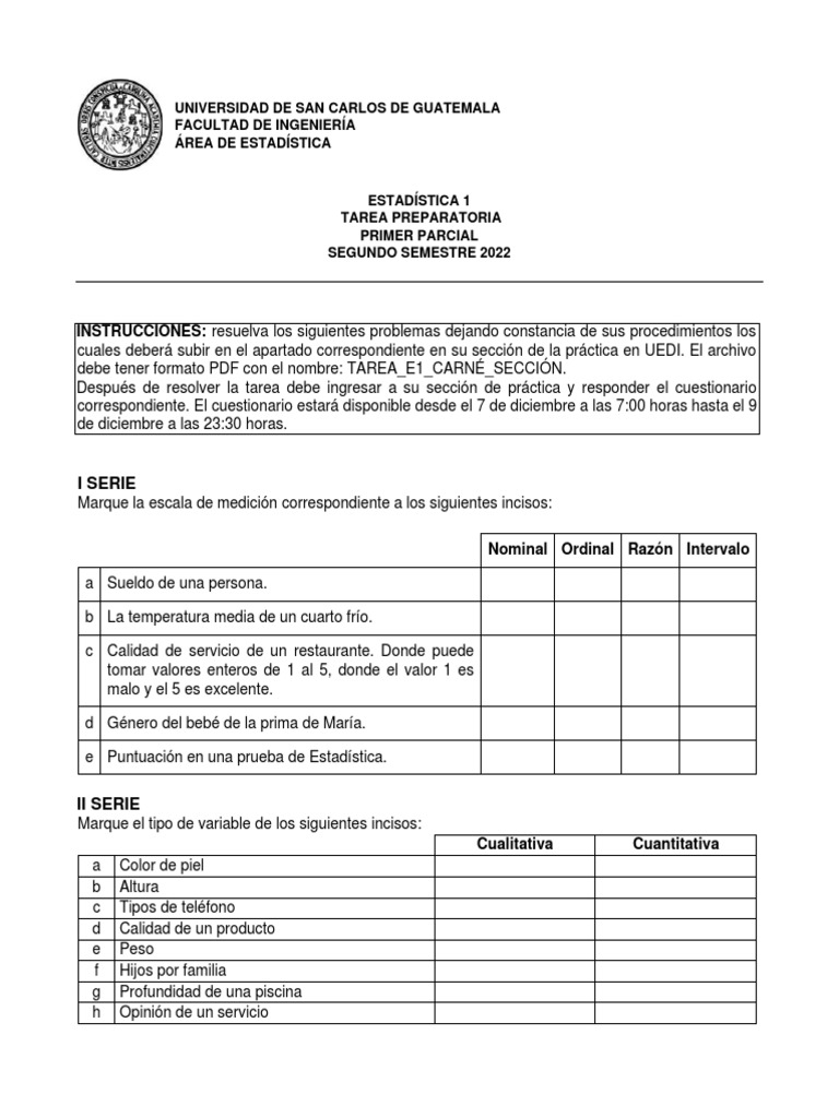 Tarea - Parcial - 1 - E1 2022 | PDF