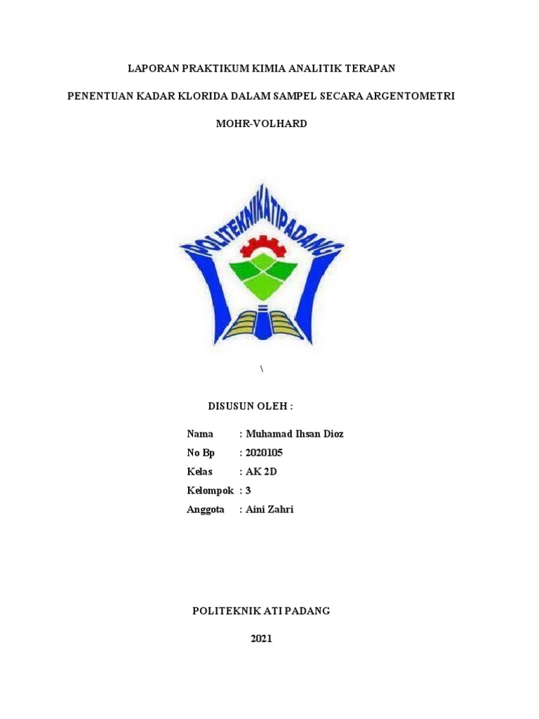 Magreta Yosnizar - Penentuan Kadar Klorida Dalam Sampel Secara ...