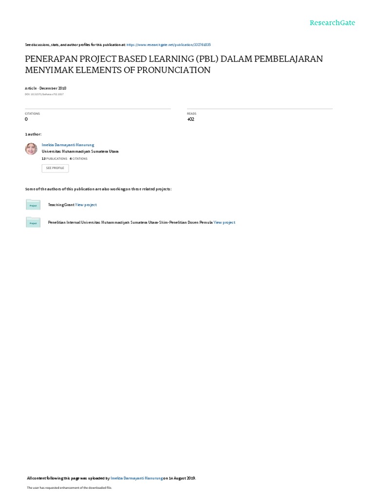 Penerapan Project Based Learning PBL Dalam Pembela | PDF